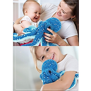DolliBu Blue Octopus Stuffed Animal - Wild Collection Sea Animal Plush Gift for Kids, Realistic Plush Sea Critters, Cute Stuffed Octopus Sea Creature Toy for Boys and Girls - 16 Inches