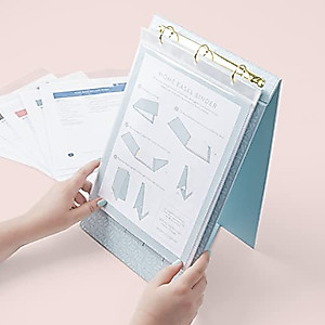 PPP Home Easel 10 Blue Mylar Tabs | Built-in Magnetic Closure | 3 Ring with 30 Heavyweight Sheet Protectors | Hardcover with Matte Lamination Finish | Recipe Book Holder | 10"x14" Size