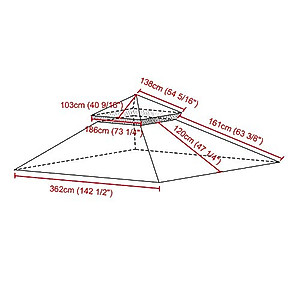 Yescom 12'x12' Canopy Top Replacement Beige for 2-Tier Harbor Gazebo GFS01250A Patio Cover Y01212T01