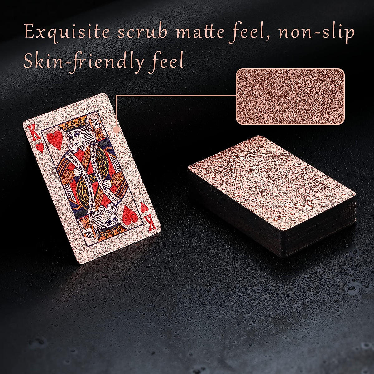 Zayvor 2 Decks Playing Cards Foil Poker Cards Deck of Cards 24K Gold Diamond Foil Poker Cards Waterproof Plastic Cards with Gift Box,Game Tools for Family Game Party- Cool Silver and Rose Gold