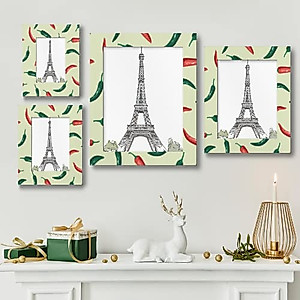 Pardick Chilli Peppers 4x6 Picture Frame, Green Red Wooden Photo Frames for Tabletop and Wall Display, Picture Frame Home Office Decor