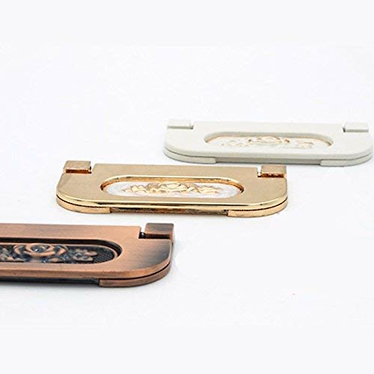 LMZJLU Simple Modern Invisible Cabinet Handle with Rose Pattern Cupboard Pulls Drawer Handles Office Furniture Hardware Concealed Handle- 10pcs