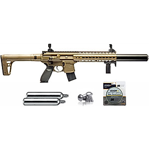Sіg Sauer MCX .177 Cal CO2 FDE Air Rifle with Wearable4U CO2 90 Gram (2 Pack) and 500x Pellets Bundle