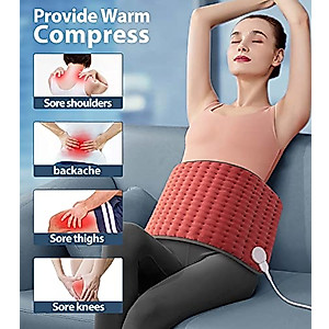 Heating pad for Back, Neck, Shoulder, Abdomen, Knee and Leg Pain Relief, Mothers Day Gifts for Women, Men, Dad, Mom, Auto-Off,Machine Washable,Moist Dry Heat Options,Extra Large 12"x24"
