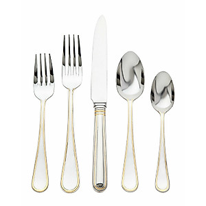Ascot Gold by Ricci Stainless Steel Flatware Set for 4 Service 20 Pieces - New