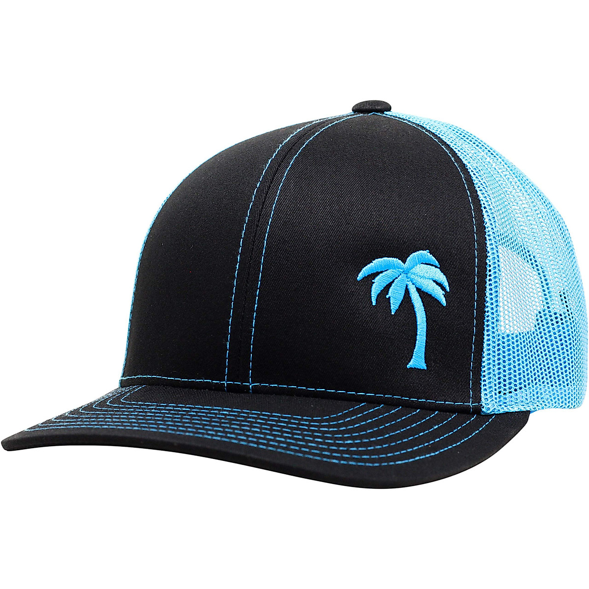 LINDO Trucker Hat - Palm Tree Series (Black/Aqua)