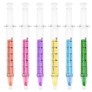SunAngel 4 Syringe Pens + 6 Pill Pens + 6 Syringe Highlighters Fluorescent Needle Watercolor Pen (16 PCS)