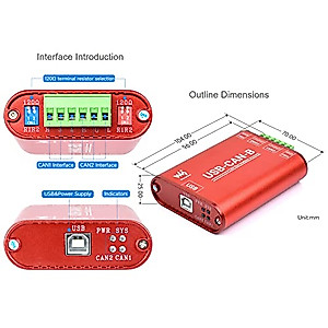 Waveshare USB to CAN Adapter Dual-Channel CAN Analyzer Industrial Isolation Support Windows XP/7/8/10/11 and Linux Systems
