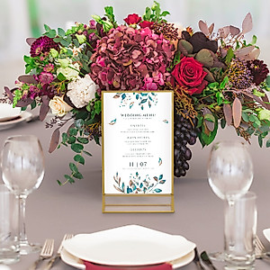 SUPER STAR QUALITY Clear Acrylic 2 Sided Frames with Gold Borders and Vertical Stand | Ideal for Wedding Table Number Holder, Double Sided Sign, Clear Photos, Menu Holders