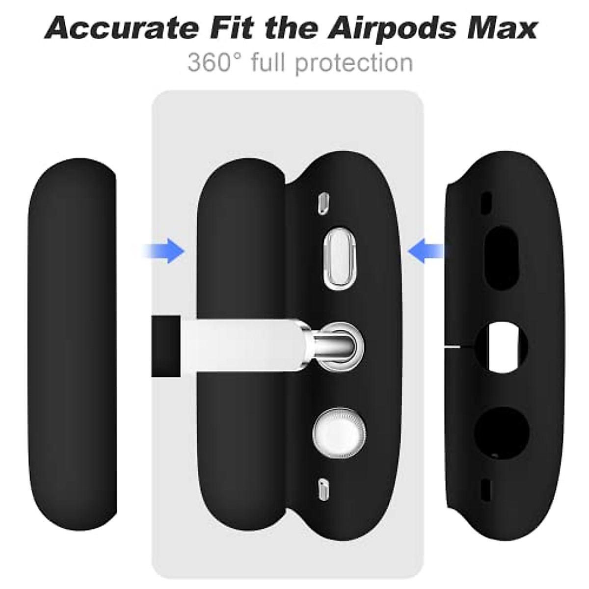 [3 in 1] Vsagier Silicone Case for AirPod Max,Ear Pad Case Cover/Ear Cups Cover/Headband Cover,Skin Anti-Scratch, Accessories Ultra Protective Cover for Apple AirPods Max(Black)