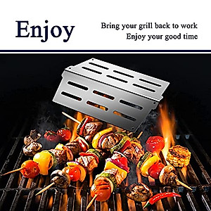 Boloda 13 1/4" Heat Deflector and 17.5" Flavorizer Bars Replacement for Weber 7620 7622, Genesis 300 Series E310 E330 S310 S320 EP/CEP-310 EP/CEP-320 EP/CEP-330 with Front Control Knobs 2011 & Newer