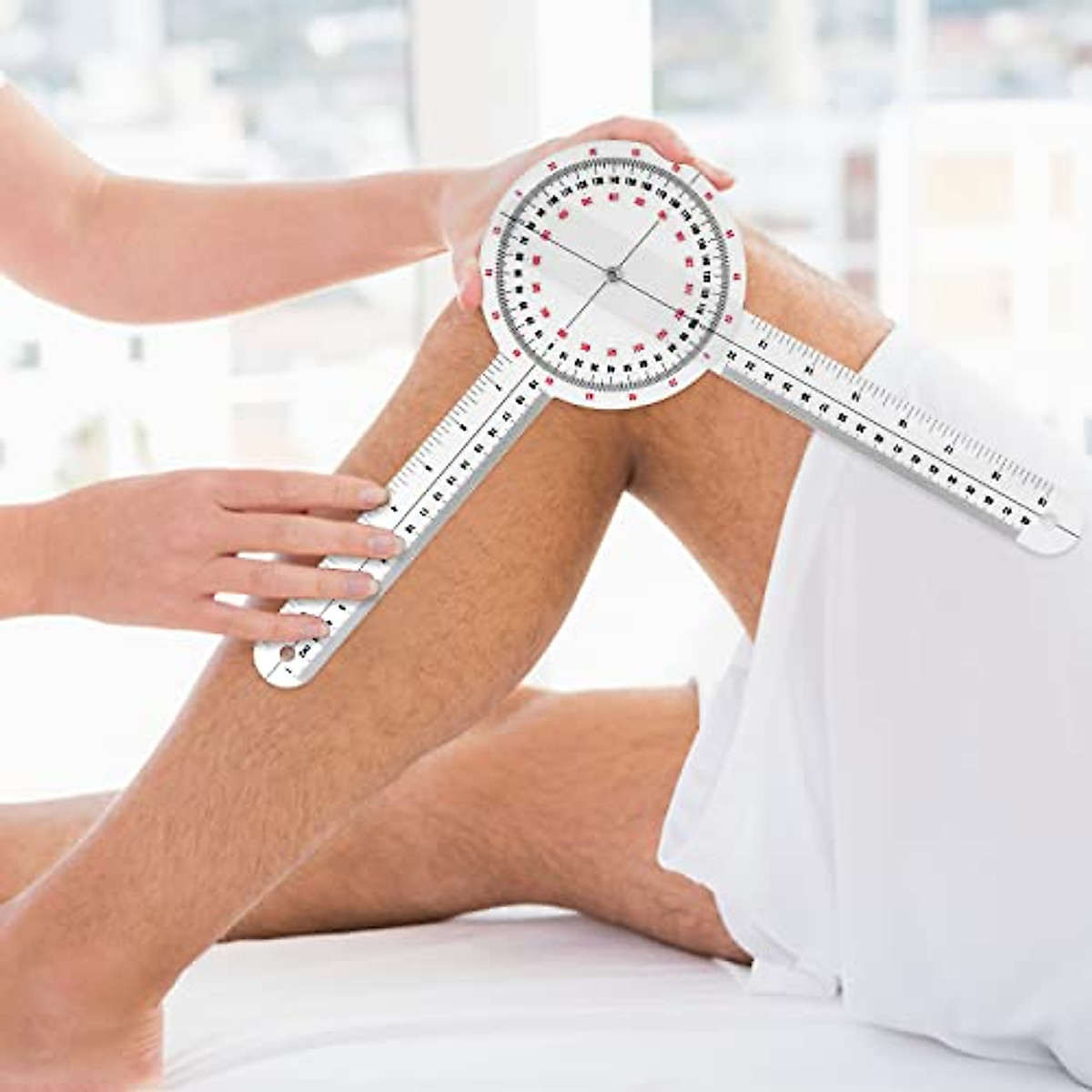 Prasacco 12 Inch Goniometer, Transparent Orthopedic Angle Ruler Plastic Goniometer 360 Degree Goniometer Angle Protractor Goniometer for Body Measuring Tape Goniometer Protractor Ruler