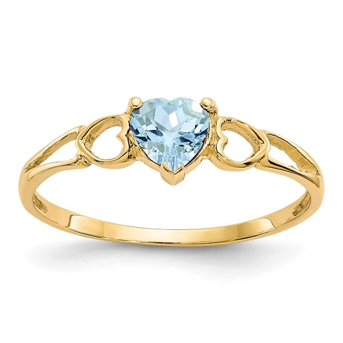 IceCarats 10K Yellow Gold Blue Aquamarine Heart Love Ring Gemstone Band March Birthstone Jewelry Size 7