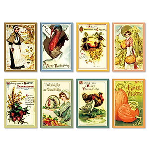 Thanksgiving Vintage Greeting Cards 24PCS Bulk Thanksgiving Cards Thanksgiving Cards for Family Thankful Cards with Envelopes for Fall Autumn Holiday Parties Celebrations Harvest Happy 4 x 6 inches