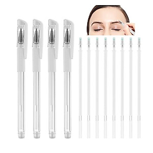 Eyebrow Mapping Pen Microblading Eyebrow Pen Microblading Pen Skin Marker Pen Eyebrow Makeup Position Mapping Mark Tools for Eyebrow Lip Skin Artists Marking Pen (4 pens + 8 replacement refills)