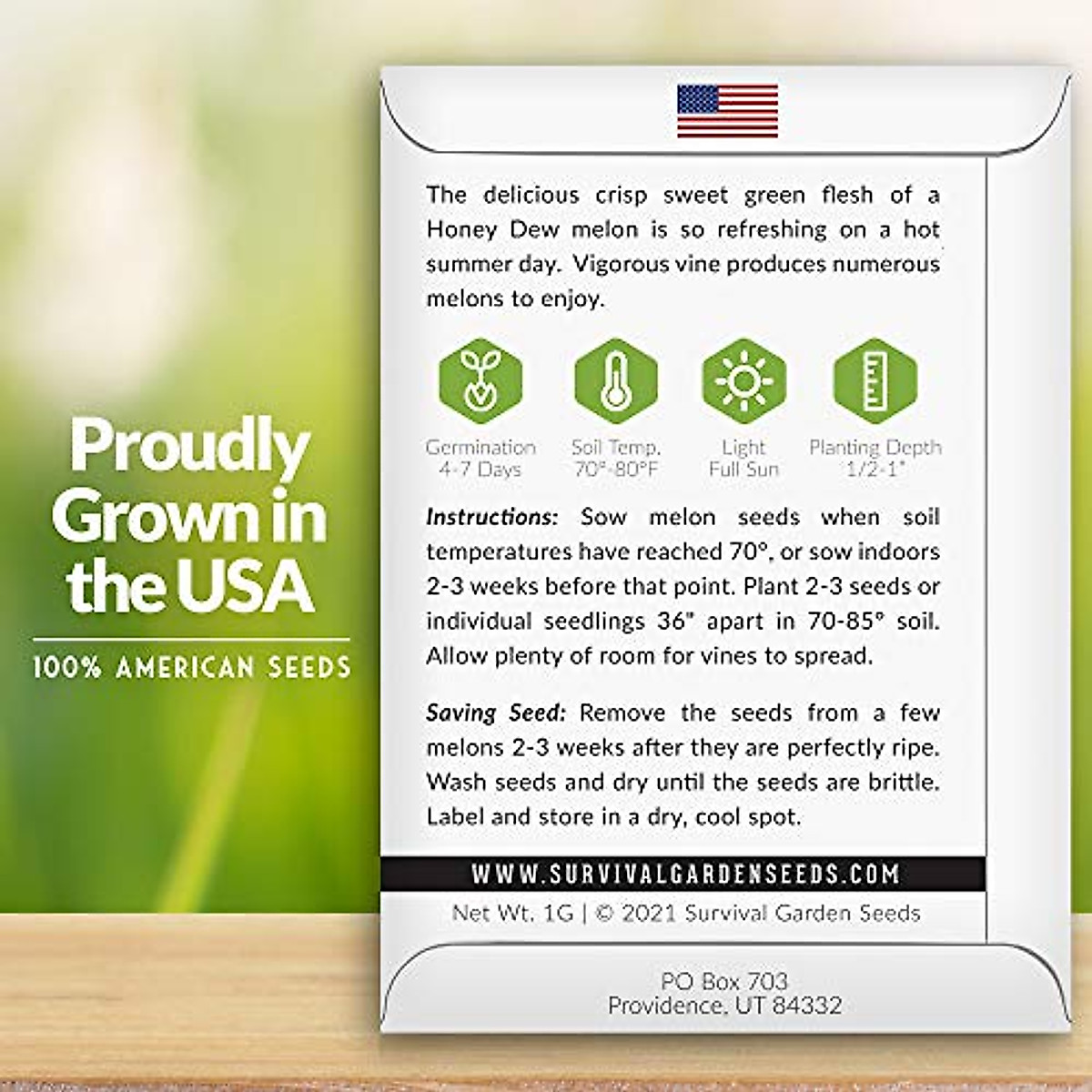 Survival Garden Seeds - Honeydew Melon Seed for Planting - Packet with Instructions to Plant and Grow Light Green Honey Dew Melons Your Home Vegetable Garden - Non-GMO Heirloom Variety