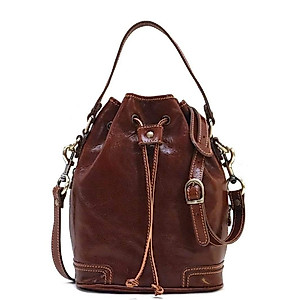 Floto Ciabatta Leather Satchel Bucket Bag