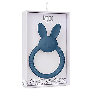 Silicone Baby Bunny Teething Toys - Silicone Teether Toys for Babies 0-6 Months - Cute Animal-Shaped Teething Relief, Easy to Clean Teething Ring - Newborn Essentials Must Have (Bunny/Denim)