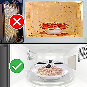 HOVER COVER Magnetic Microwave Cover for Food | Clear Microwave Splatter Cover | Microwave Plate Cover with Steam Vents | Food Grade Dish Cover | BPA-Free | Dishwasher Safe | Black