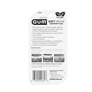 GUM Soft-Picks Comfort Flex, Easy to Use Dental Picks for Teeth Cleaning and Gum Health, Disposable Interdental Brushes with Convenient Carry Case, Dentist Recommended Dental Floss Picks, 80ct