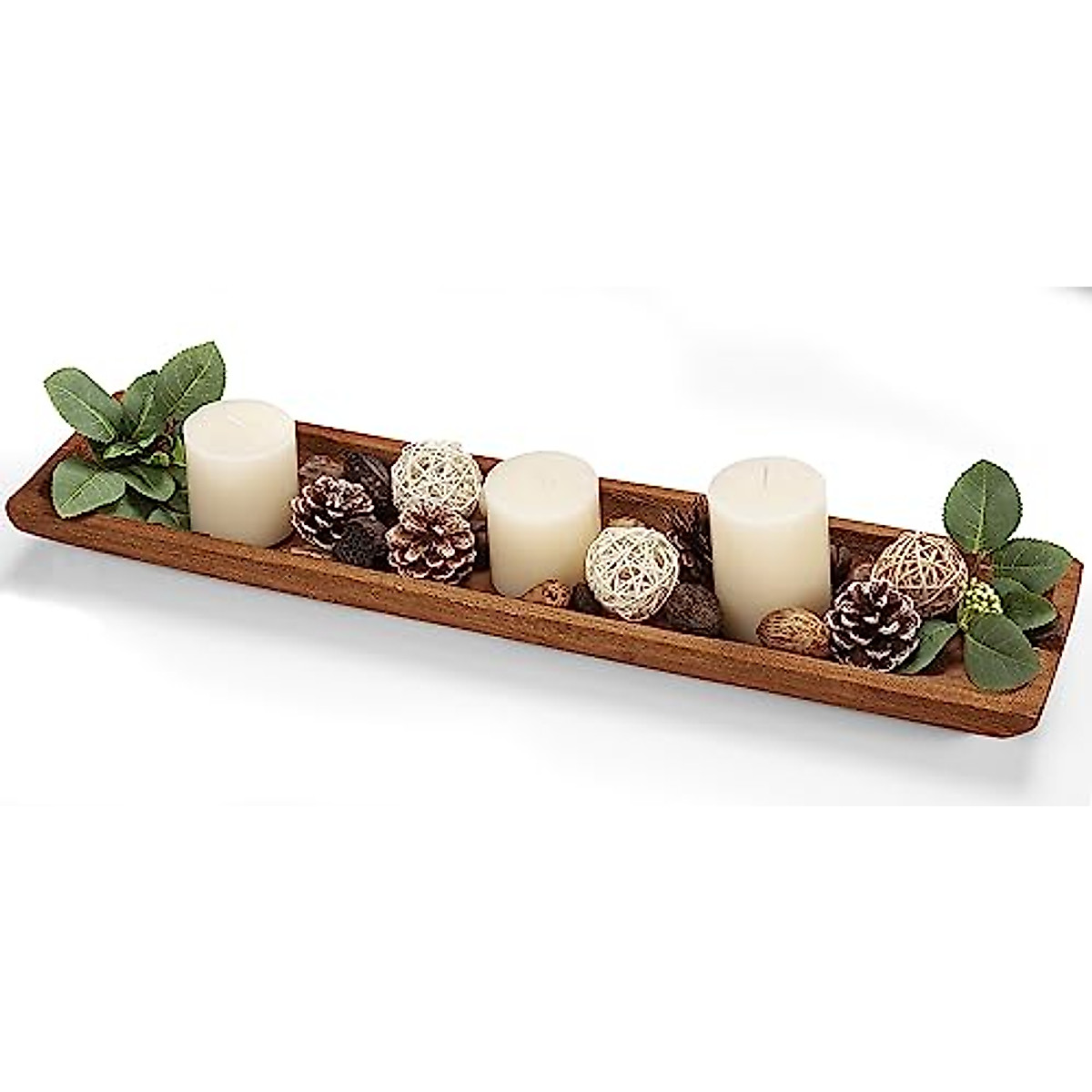 Uziass Wooden Dough Bowls, 27.75” Hand Carved Large Wood Dough Bowls Rustic Wood Decorative Bowl Farmhouse Wood Bowl for Dining Table Centerpiece Living Room Coffee Table Countertop Home Kitchen Decor