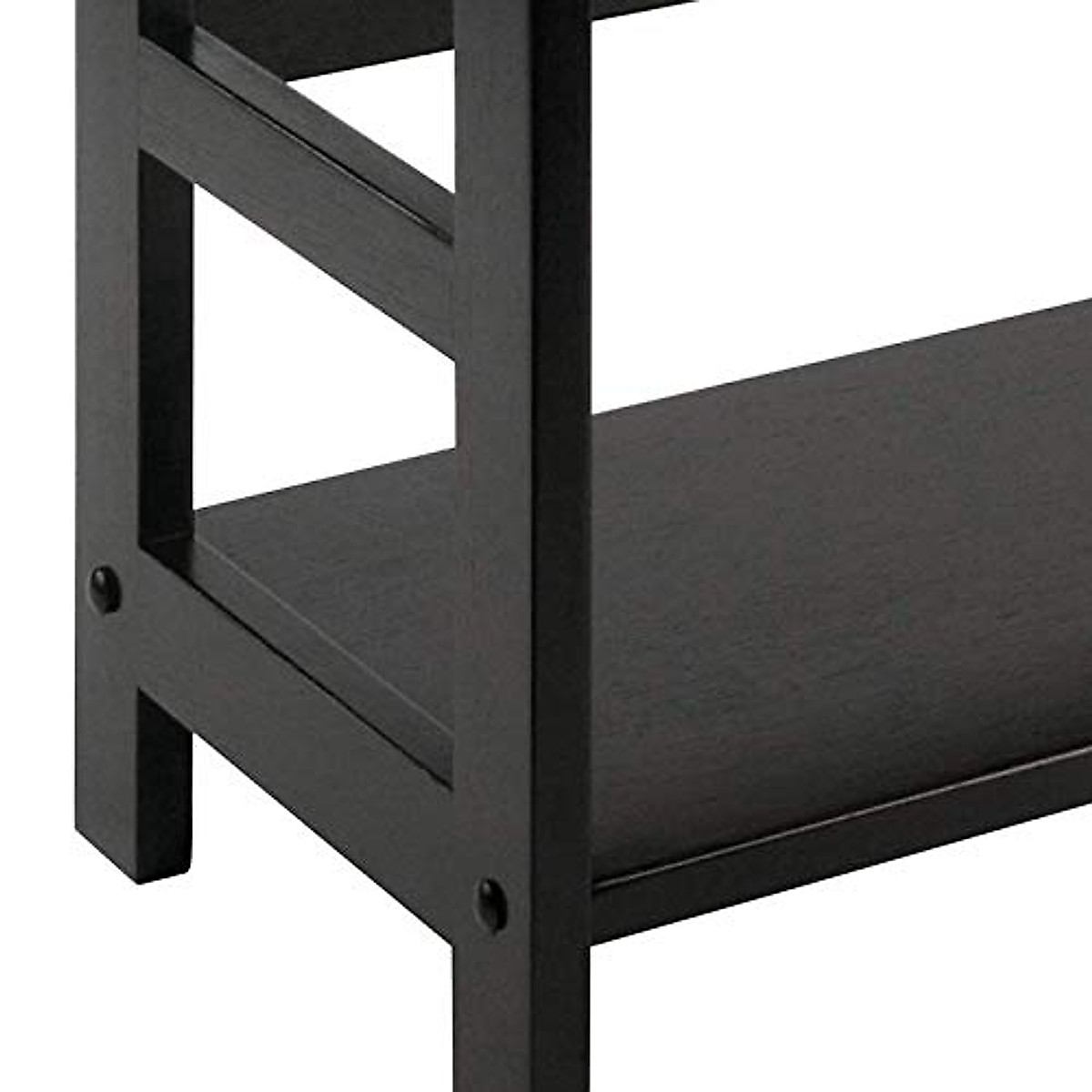 Winsome Wood Leo Wood 3 Tier Shelf with 3 Rattan Baskets - 1 large; 2 small in Espresso Finish