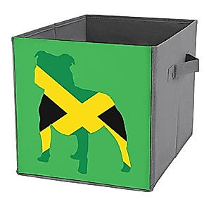 Pitbull Jamaica Flag Collapsible Storage Bins Basics Folding Fabric Storage Cubes Organizer Boxes with Handles