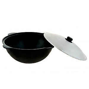 Free2Buy CKG Heavy Duty Cast Iron Казан Oven Tatar Dish Plov Плов Pot Mangal Making Cookware Kazan Insulated Double Handle with Lid Cooking Frying Pan – 22 L - Cooking Gifts