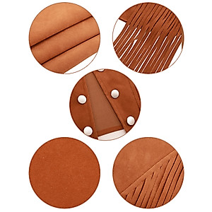 Yaomiao 70s Hippie Womens Fringe Vest Western Felt Cowgirl Hat Cowgirl Costume Rivets Sleeveless Faux Suede Tassels Jacket (Brown,M)