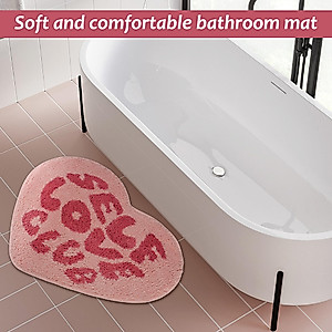 Violacea Self Love Club Rug Heart Shaped Aesthetic Rug Non Slip Microfiber Bath Mat 21.6×25.9in Modern Y2K Dorm College Girly Pink Carpet Rug