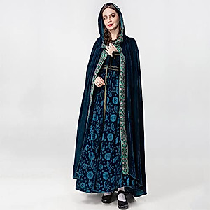 Women Long Sleeve Lace O Neck 2pices Set Cosplay Retro Dress Great Maxi Vintage For Cosplay Dress With Cloak Sprint