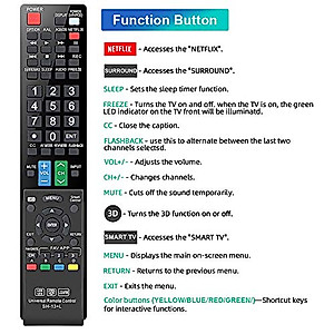 Gvirtue Universal Remote Control Compatible Replacement for Sharp AQUOS Smart TV/ HDTV/ 3D/ LCD/ LED, GB004WJSA GA935WJSA GB004WJSA GJ221-C GB118WJSA