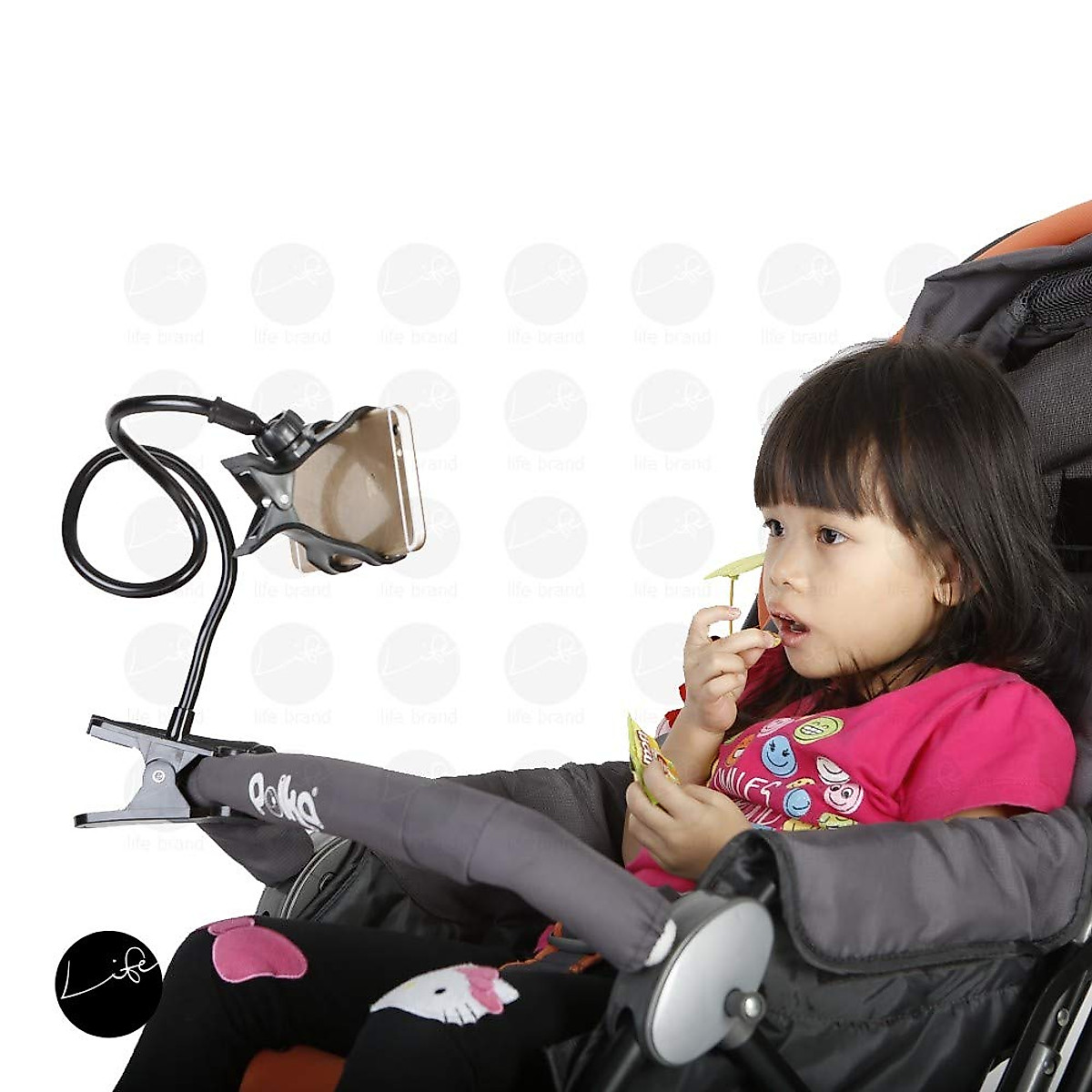 Handsfree Stroller Handphone Tablet Holder - Carseat Car Seat Kid Grocery Cart Mommy Clip Feeding Cup Attachment Hook Accessory Phone Mount