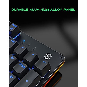 Black Shark Mechanical Gaming Keyboard Full 104-Keys All Metal Panel, LED RGB Backlit USB Wired Keyboard with Green Switch, Quiet Click Sound Mechanical Keyboard for Windows,Desktop,Computer,PC