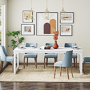 Tribesigns 78.7"x39.4" Dining Table, Industrial Kitchen Table for 6-8 Person, Rectangular Dinner Table for Dining Room Kitchen Living Room, with Heavy Duty Metal Legs, White