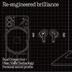 Nothing Ear 2 Hi-Res Wireless Earbuds, 2023 New Noise Cancelling Headphones with Dual Chamber Design, Bluetooth Earbuds for iPhone, Android, 4.5g Ultra Light, 36Hrs Playtime, White