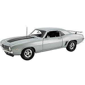1969 Chevy COPO Camaro Cortez Silver Met w/Black Hood Stripes Built by Dick Harrell Ltd Ed to 1128 pcs Worldwide 1/18 Diecast Model Car Acme A1805725