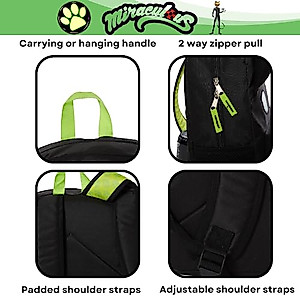 Miraculous Ladybug Cat Noir Backpack for Girls and Boys, 16 inch, Black