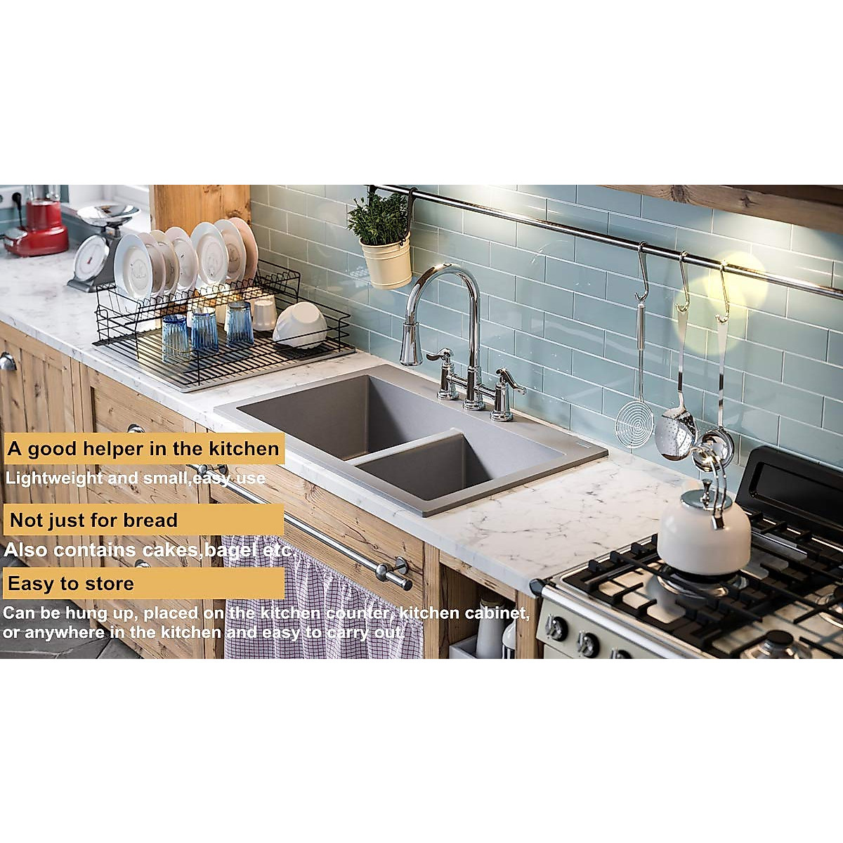 MBZ Bread Scooper,Bagel Scooper with Comfortably Grip to Make Room or Serrate Edge for Bread,Bagel.QuickandEasy, Light Gray