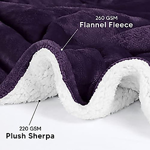 Utopia Bedding Sherpa Bed Blanket Throw Size Plum 480GSM Plush Blanket Fleece Reversible Blanket for Bed and Couch (60x50 Inches)