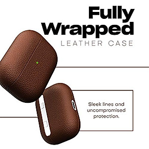 KeyBudz AirPods Pro Leather Case - Handcrafted Fully-Wrapped Genuine Italian Leather Compatible with AirPods Pro (Natural Brown)