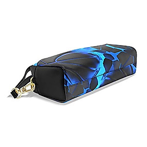 ALAZA Cute Pencil Case 3D Basketball Crash Blue Lighting Wall Pen Cases Organizer PU Leather Comestic Makeup Bag Make up Pouch, Back to School Gifts