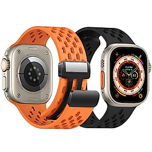 Magnetic Anti Sweat Sport Band/Strap for Apple Watch, Waterproof Breathable Silicone Correas. Para Compatible with iWatch Ultra SE Series 10/9/8/7/6/5/4/3/2/1,For Women Men, 42mm 44mm 45mm 46mm 49mm