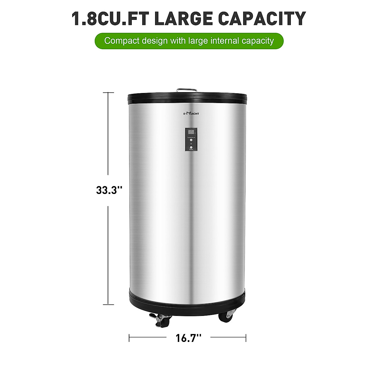 Fadidio 1.8 Cu.Ft Wine Cooler Refrigerator w/4 Universal Wheels,32℉-60.8℉ Digital Temperature Control,Beverage Fridge and Cooler for Soda,Beer or Wine,Freestanding Party Cooler for Home,Bar&Apartment