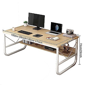 Computer Desk with Shelves, Executive Desk Writing Table Modern Simple Study Desk with Bookshelf,pc Work Table Workstation for Home Office(100x60x73cm(39x24x29in), Pear Wood)