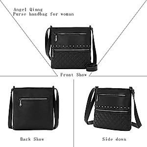 Women's Multi Pocket Crossbody Bags, Leather Shoulder Wallets, Zip Pockets, Pouches, Crossbody Wallets and Totes PU (BLACK-22T)