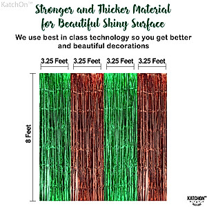 KatchOn, XtraLarge 13x8 Feet Green and Brown Football Backdrop - Pack of 4 Football Fringe Curtain | Football Streamers, Football Party Backdrop | Super Football Bowl Sunday Football Party Decorations