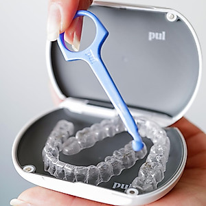 PUL Clear Aligner Removal Tool for Invisalign & Removable Braces | Hygienic, Durable, and Compact | Compatible with Removable Braces, Aligners, Retainers, & Dentures | by The Pultool (Pink + Blue)