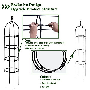 WellSign Obelisk Trellis for Climbing Plants Outdoor 6ft, Garden Tower Trellis for Potted Plants Indoor with Twist Tie, Clips and Butterflies Rustproof Coated Metal Support for Vines Rose 2Pack