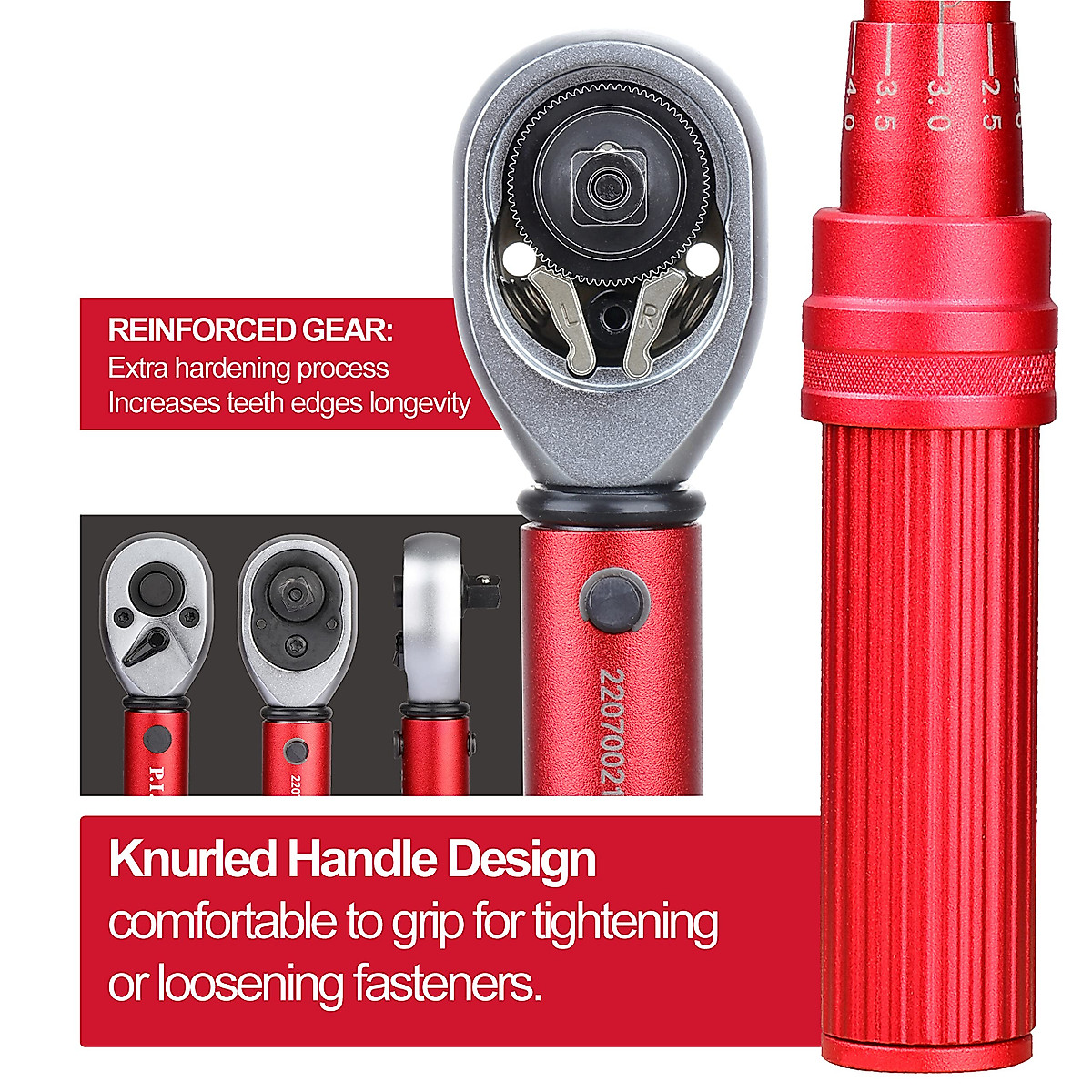 P.I.T. 1/4 Inch Drive Click Torque Wrench, 10-50 IN.LB with Dual-Range (in.lb/NM) scale setting, Hex & Torx Bit Sockets, Slotted Bit Screwdriver & Storage Box for Guns